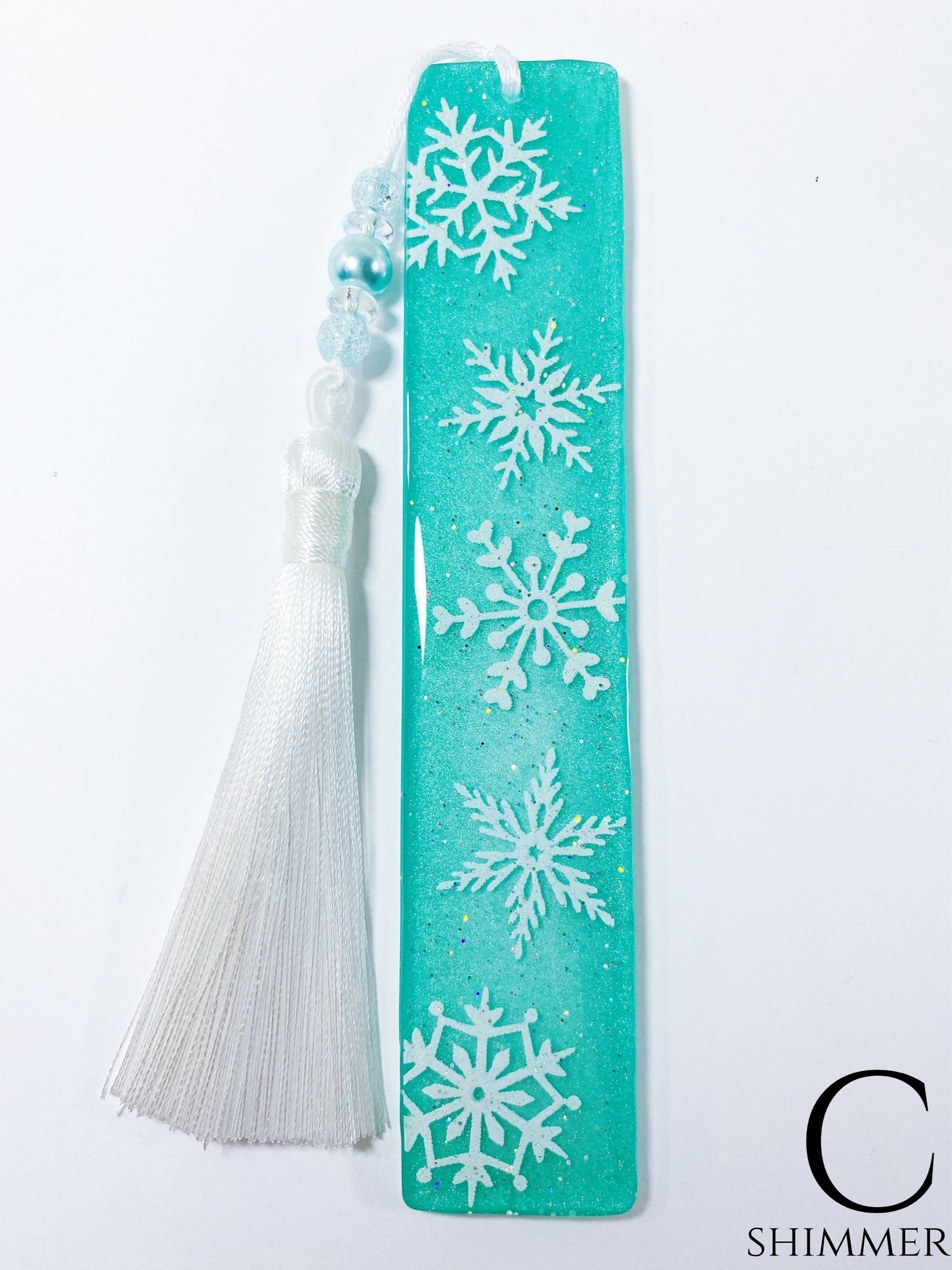Mint Green Snowflakes Epoxy Resin Bookmark Christmas Bookmark | Etsy