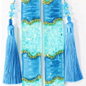 Opal Geode Bookmark With Beaded Tassel Colorful Resin Book Mark Unique ...