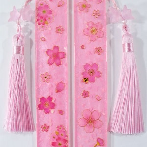 Cherry Blossom Bookmark With Beaded Tassel Sakura Book Mark Spring ...