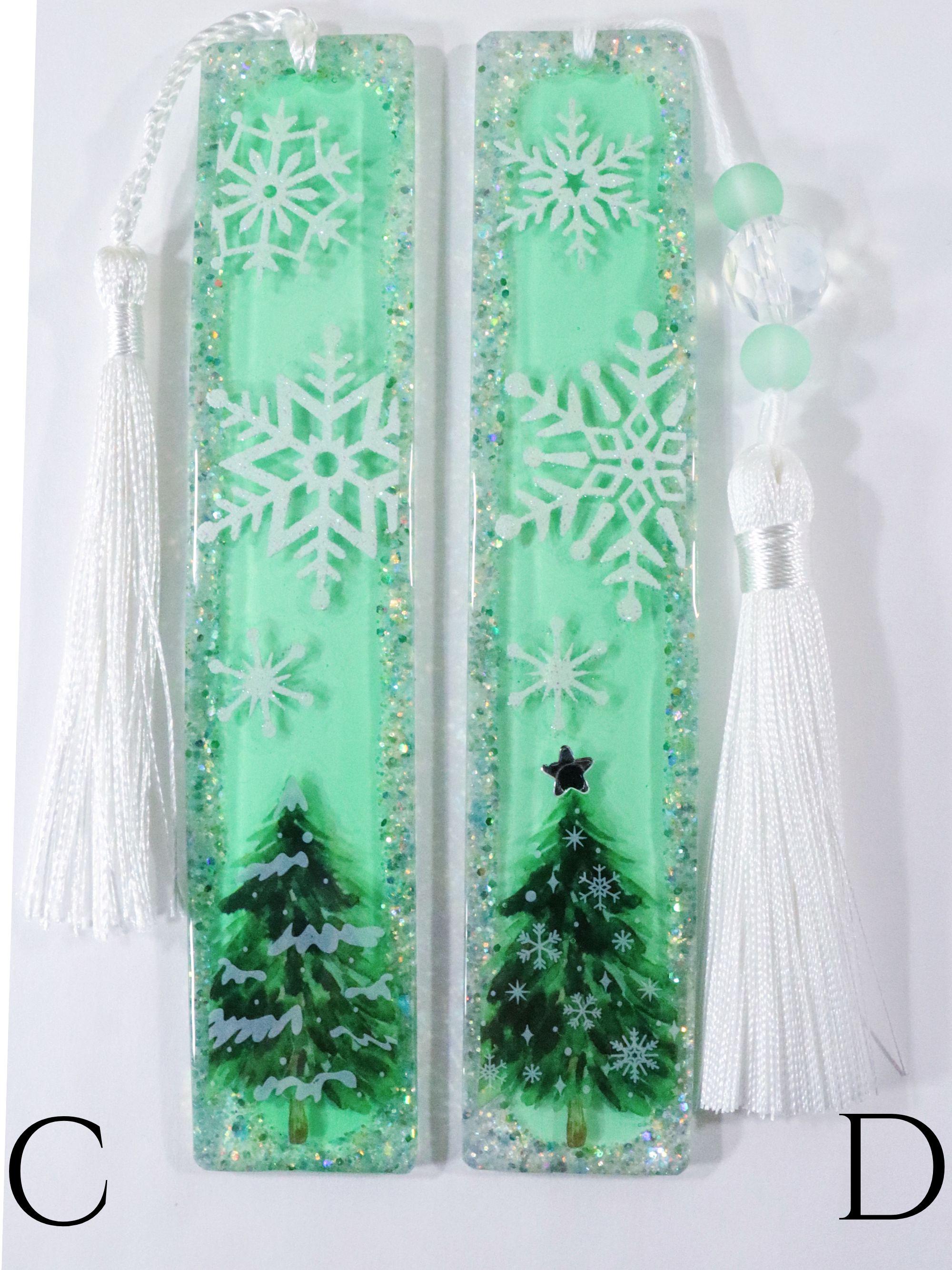 Winter Evergreen Trees Bookmark With Beaded Tassel | Christmas Tree ...
