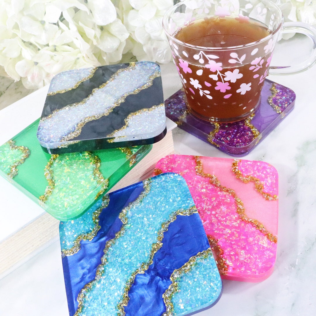 Opal Geode Coasters - Individual Coasters - Etsy