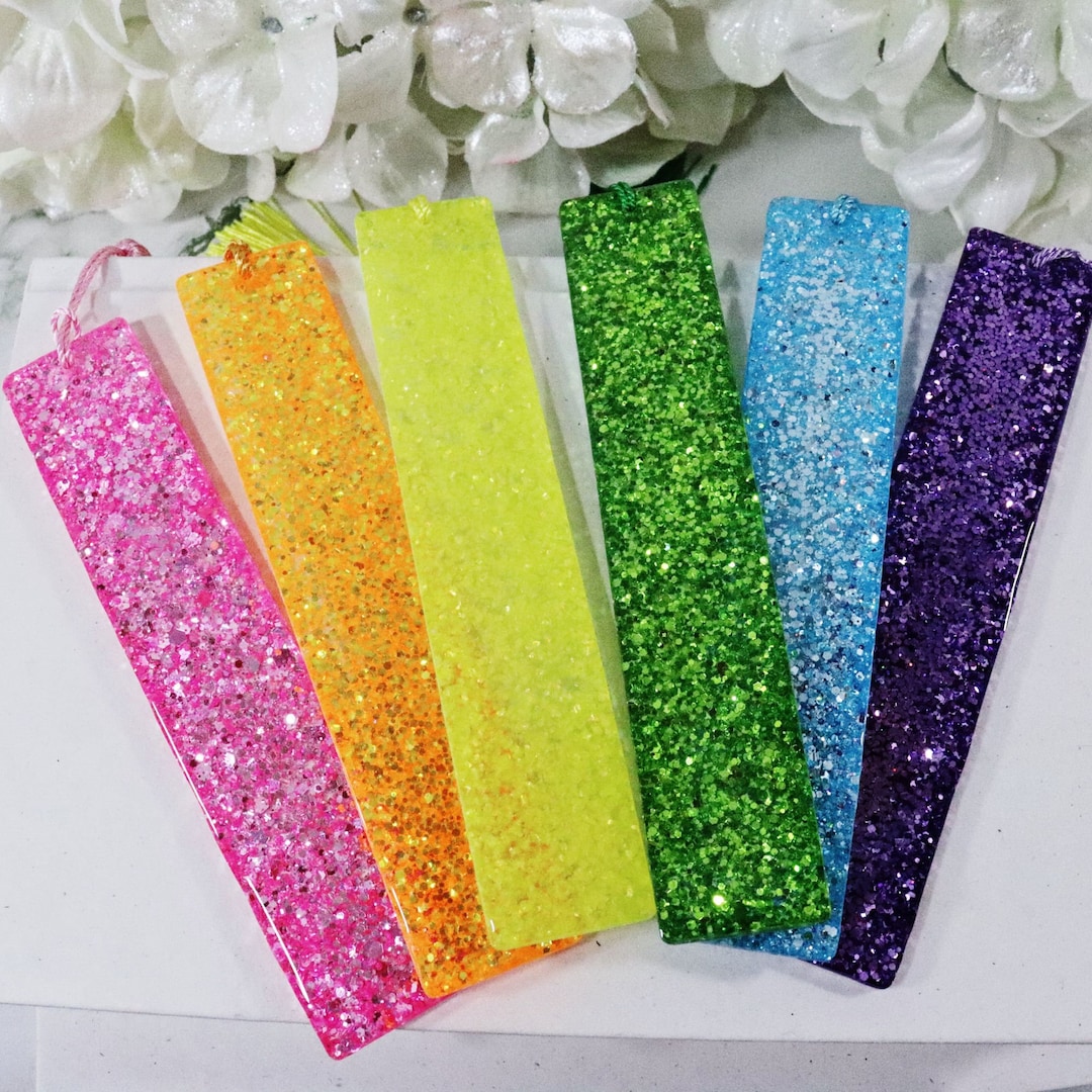 Glitter Resin Bookmark With Tassel: Choose From Pink, Yellow, Orange ...