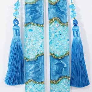 Geode Bookmark With Beaded Tassel Colorful Resin Book Mark Unique Book ...