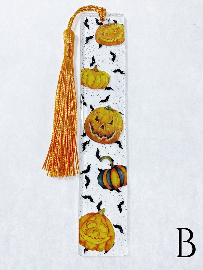 Jack o' Lanterns and Bats Halloween Epoxy Resin Bookmark | Etsy