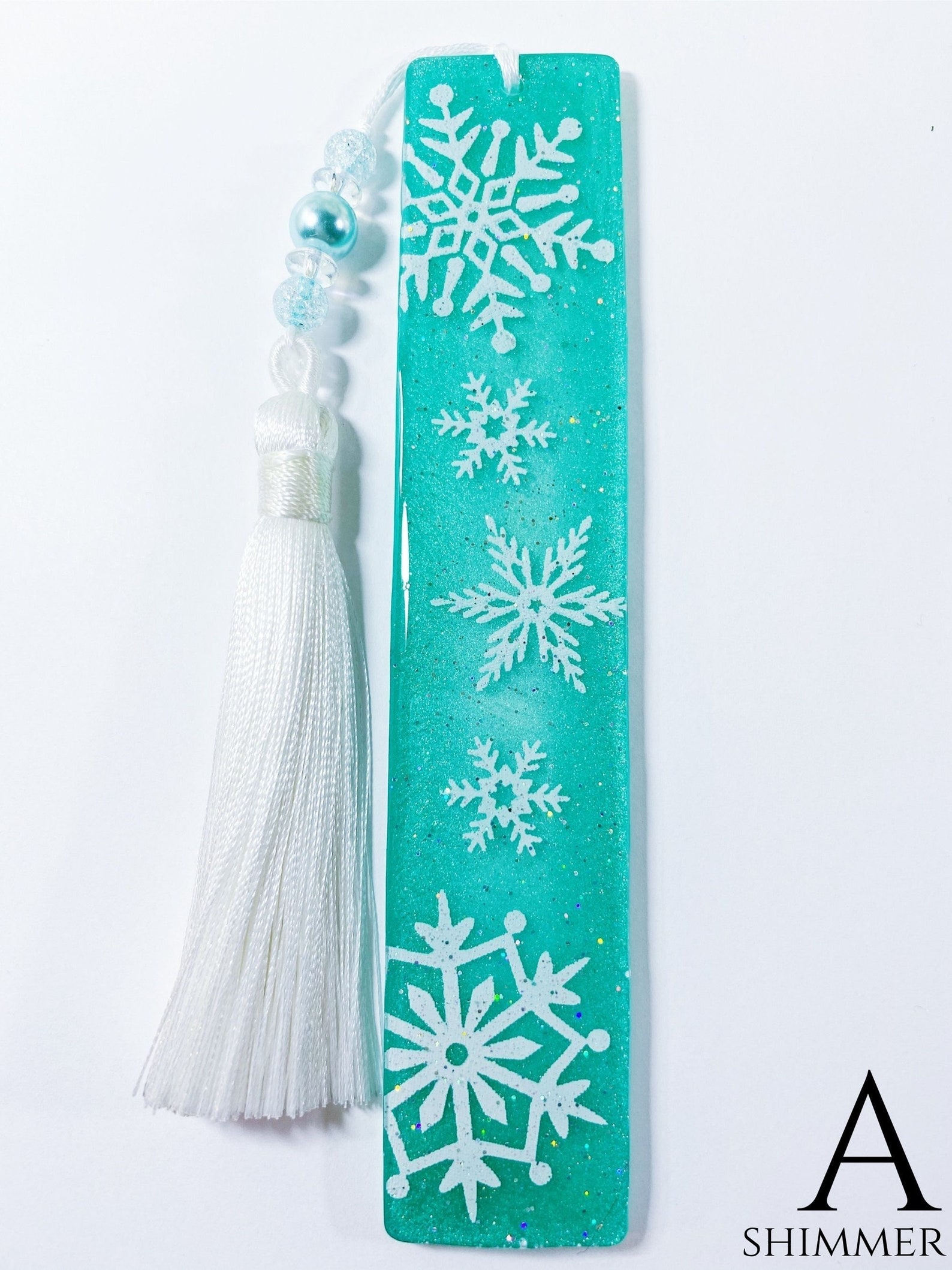 Mint Green Snowflakes Epoxy Resin Bookmark Christmas Bookmark | Etsy