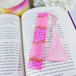 Geode Bookmark With Beaded Tassel Colorful Resin Book Mark Unique Book ...