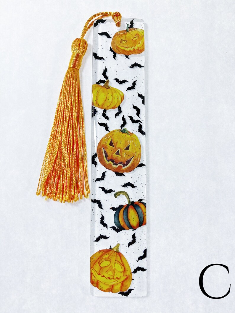 Jack o' Lanterns and Bats Halloween Epoxy Resin Bookmark | Etsy