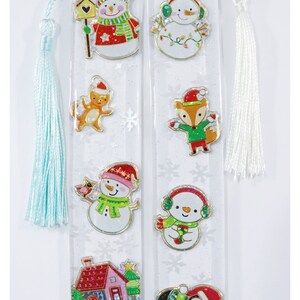 Snowman and Friends Bookmark Winter Book Mark Cute Christmas Bookmarks ...