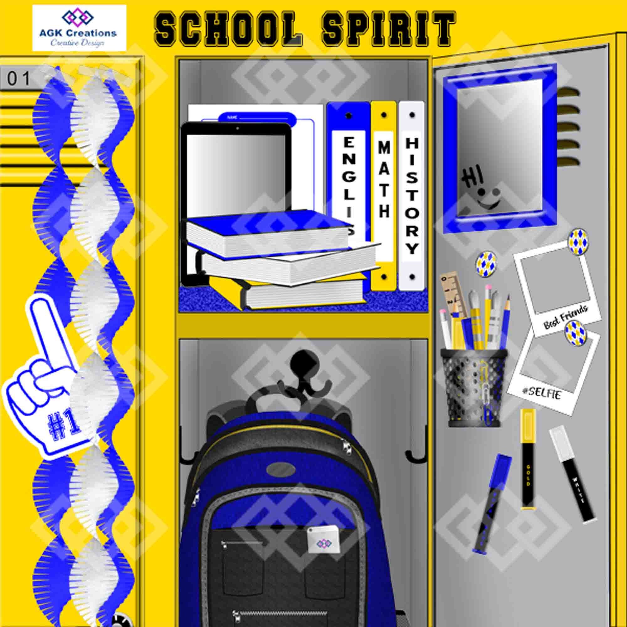 School Spirit Collection | Royal Blue - Gold - White | Scrapbook Bundle ...
