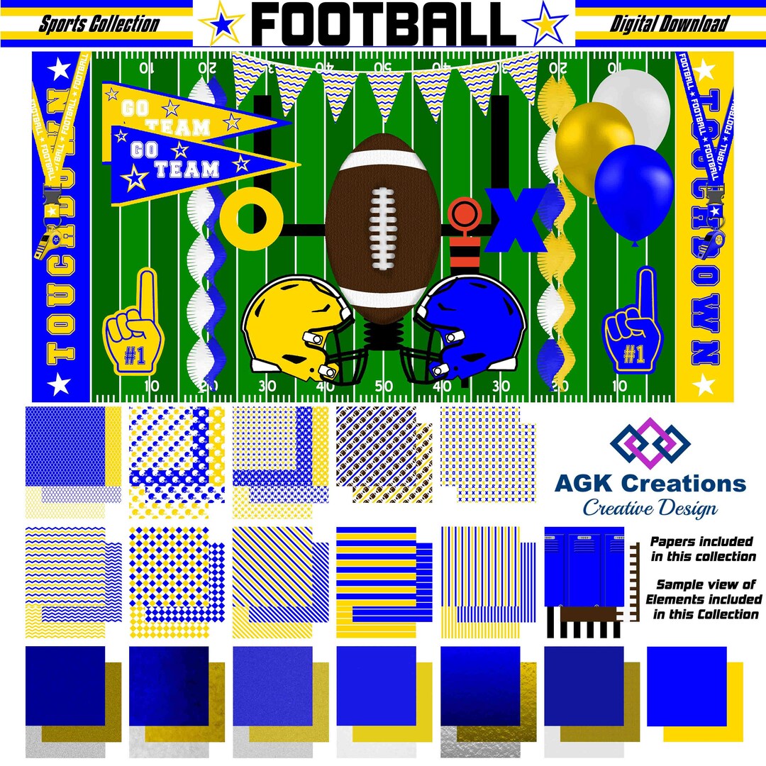 Sports Collection | Football | Royal Blue + Gold + White | Scrapbook ...