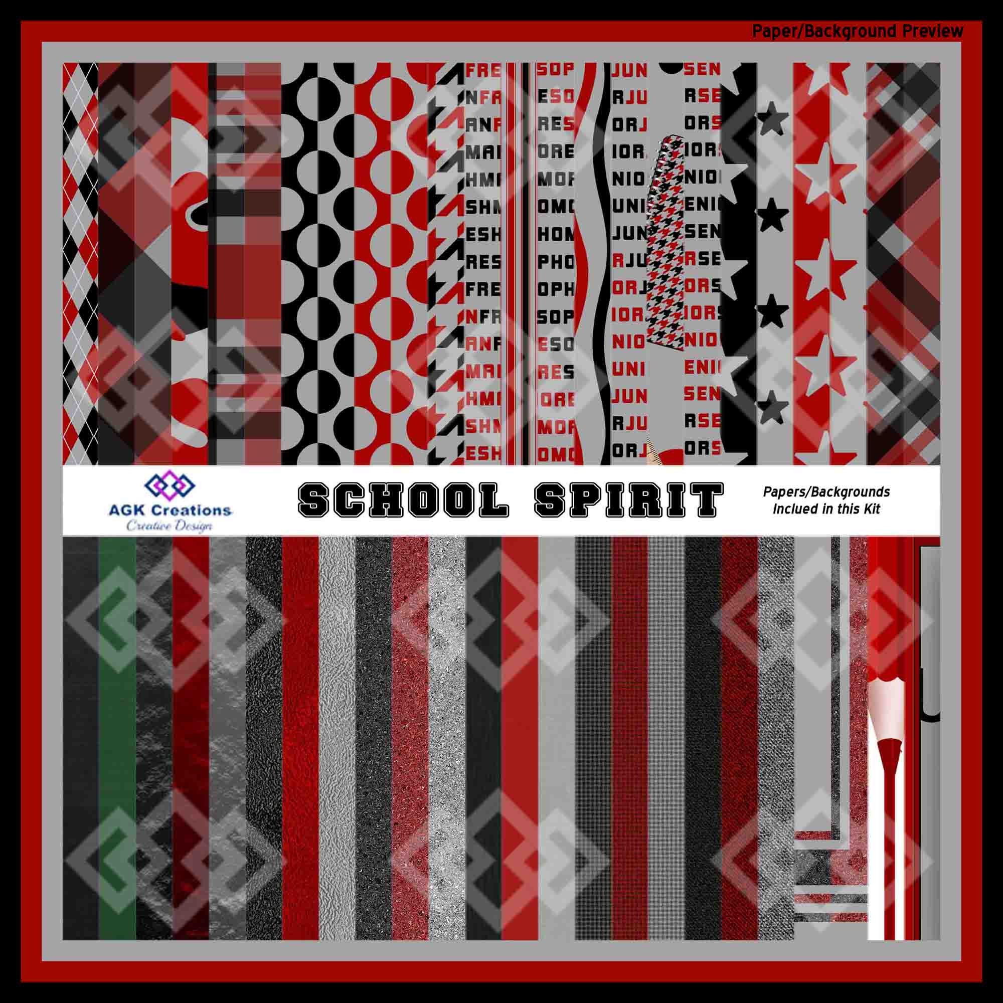School Spirit Collection | Red - Black - Silver | Scrapbook Bundle ...