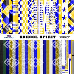 School Spirit Collection | Royal Blue - Gold - White | Scrapbook Bundle ...