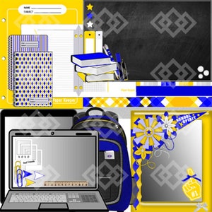 School Spirit Collection | Royal Blue - Gold - White | Scrapbook Bundle ...