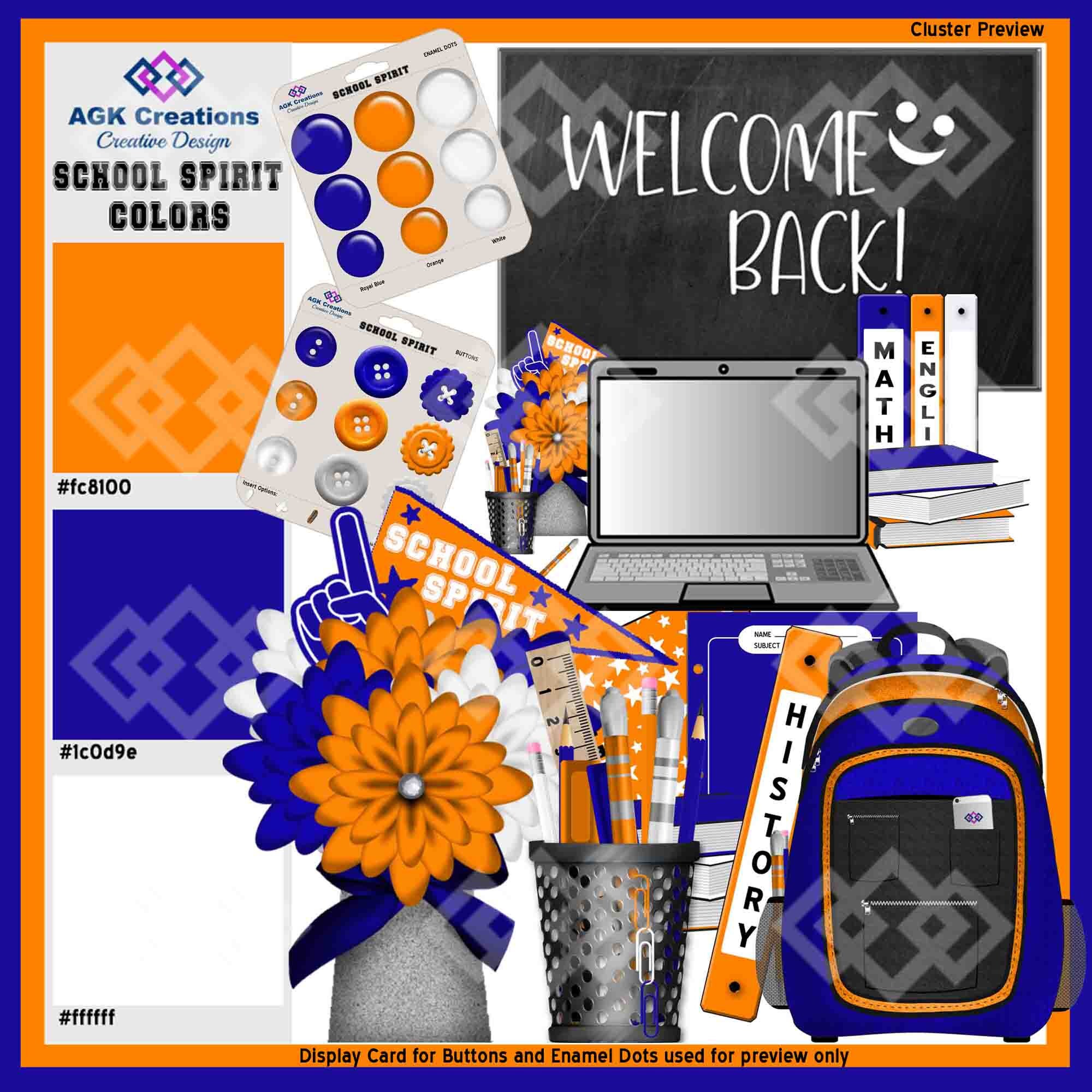 School Spirit Collection Orange Royal Blue White | Etsy