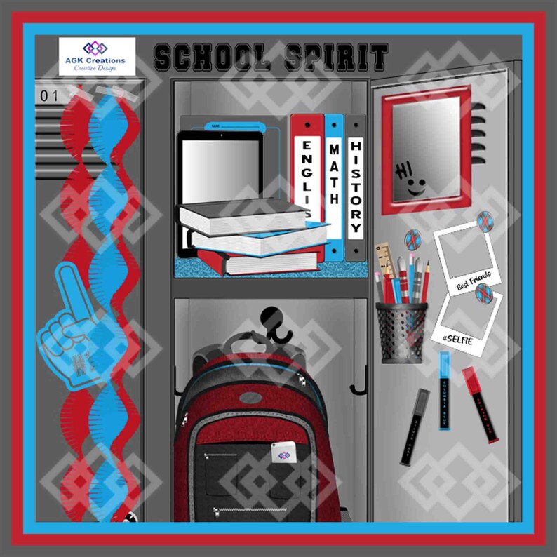School Spirit Collection | Red - Blue - Gray | Scrapbook Bundle ...