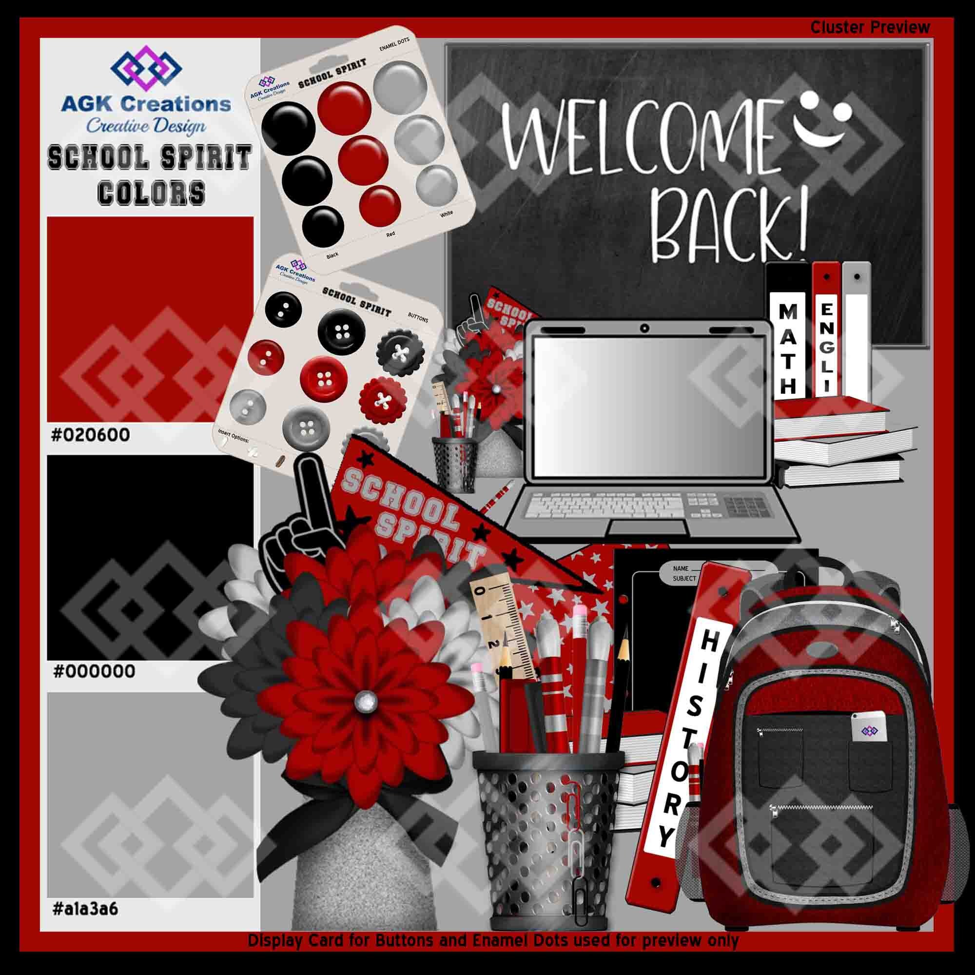 School Spirit Collection | Red - Black - Silver | Scrapbook Bundle ...