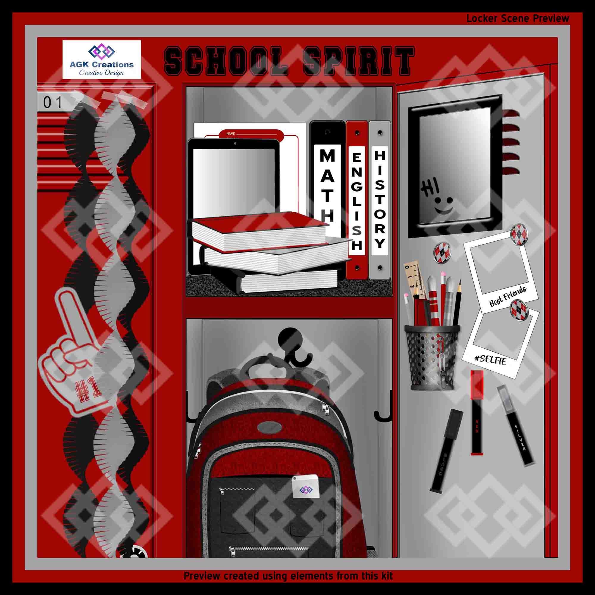 School Spirit Collection | Red - Black - Silver | Scrapbook Bundle ...