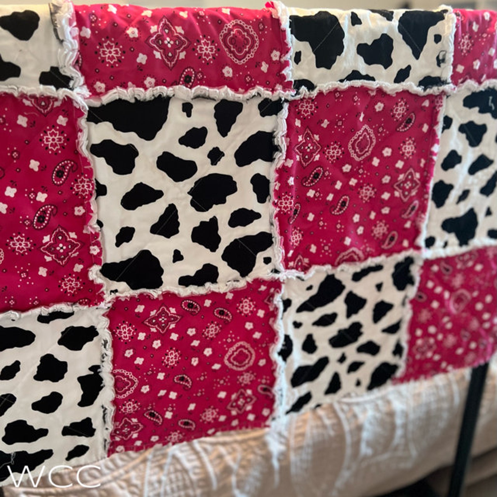 Childrens Rag Quilt | Toddler Rag Quilt | Cow Rag Quilt | Bandana Rag ...