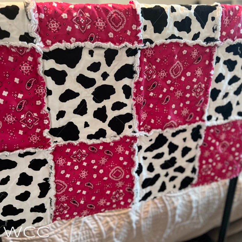 Childrens Rag Quilt | Toddler Rag Quilt | Cow Rag Quilt | Bandana Rag ...