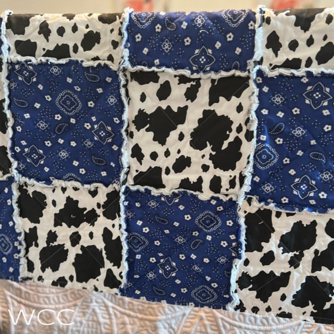 Childrens Rag Quilt | Toddler Rag Quilt | Cow Rag Quilt | Bandana Rag ...