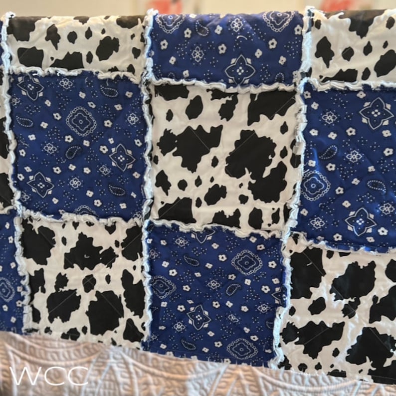 Childrens Rag Quilt | Toddler Rag Quilt | Cow Rag Quilt | Bandana Rag ...