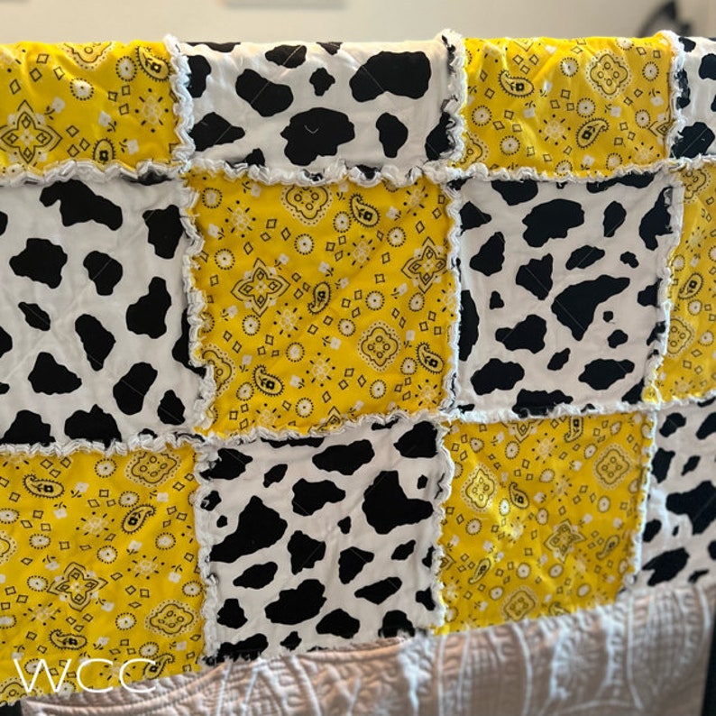 Childrens Rag Quilt | Toddler Rag Quilt | Cow Rag Quilt | Bandana Rag ...