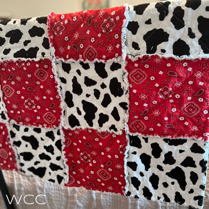Childrens Rag Quilt | Toddler Rag Quilt | Cow Rag Quilt | Bandana Rag ...