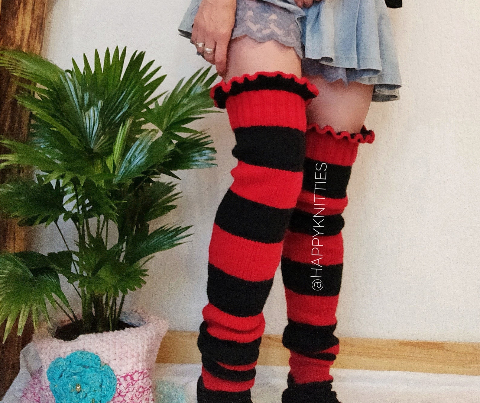 Long Socks Paws Above the Knee Striped Hand Knitting - Etsy