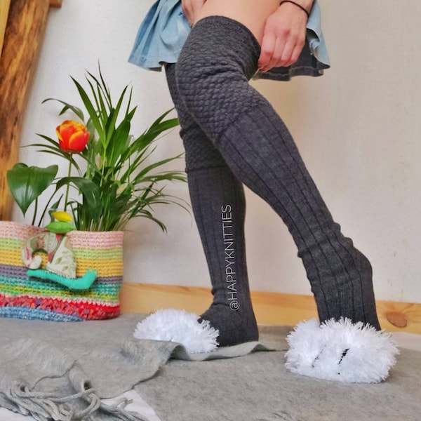 Cat Paw Thigh High Socks - Etsy