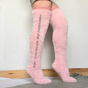 Super Fluffy Thigh Socks 30’’ Fur Socks Knee Socks Hand Knitting - Etsy