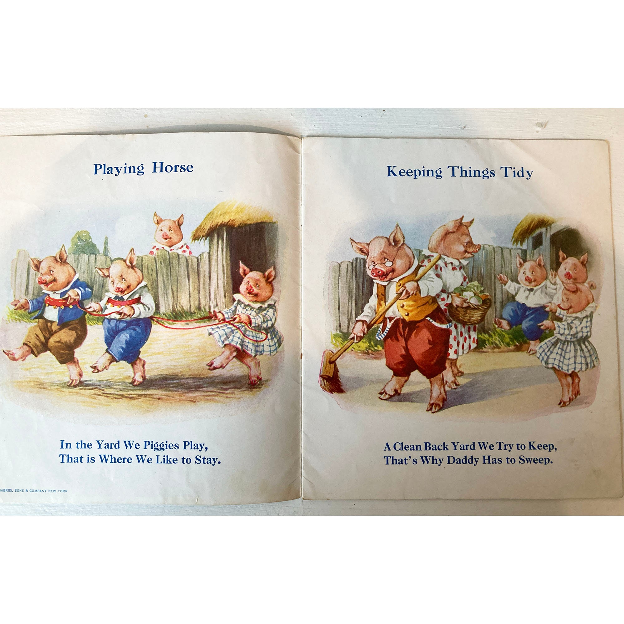 Vintage 1940s Piggies Children's Book Linenette Paper Sam'l Gabriel ...