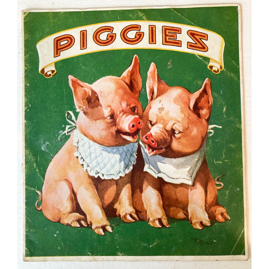 Vintage 1940s Piggies Children's Book Linenette Paper Sam'l Gabriel ...
