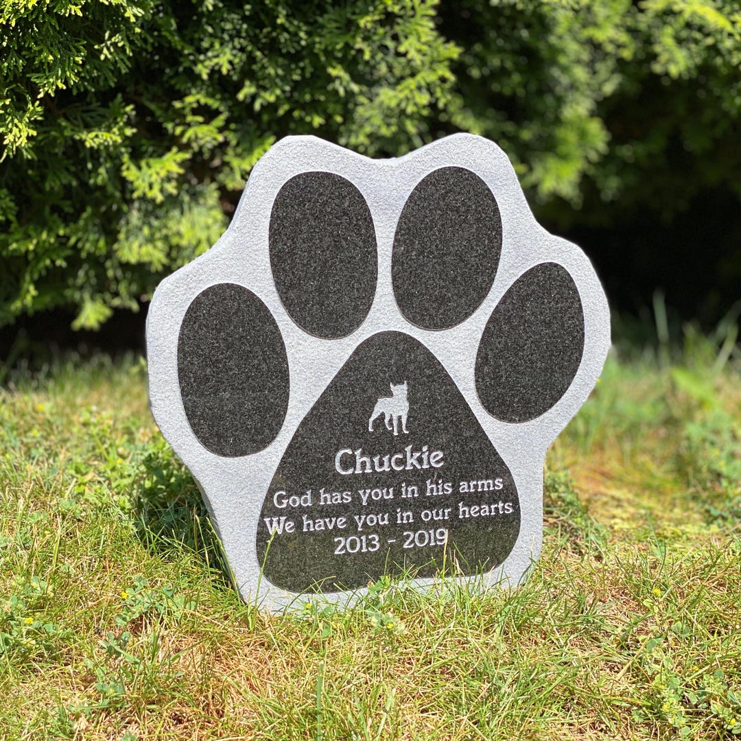 Paw Print Memorial Stone: Pet Loss Gift Natural Granite - Etsy