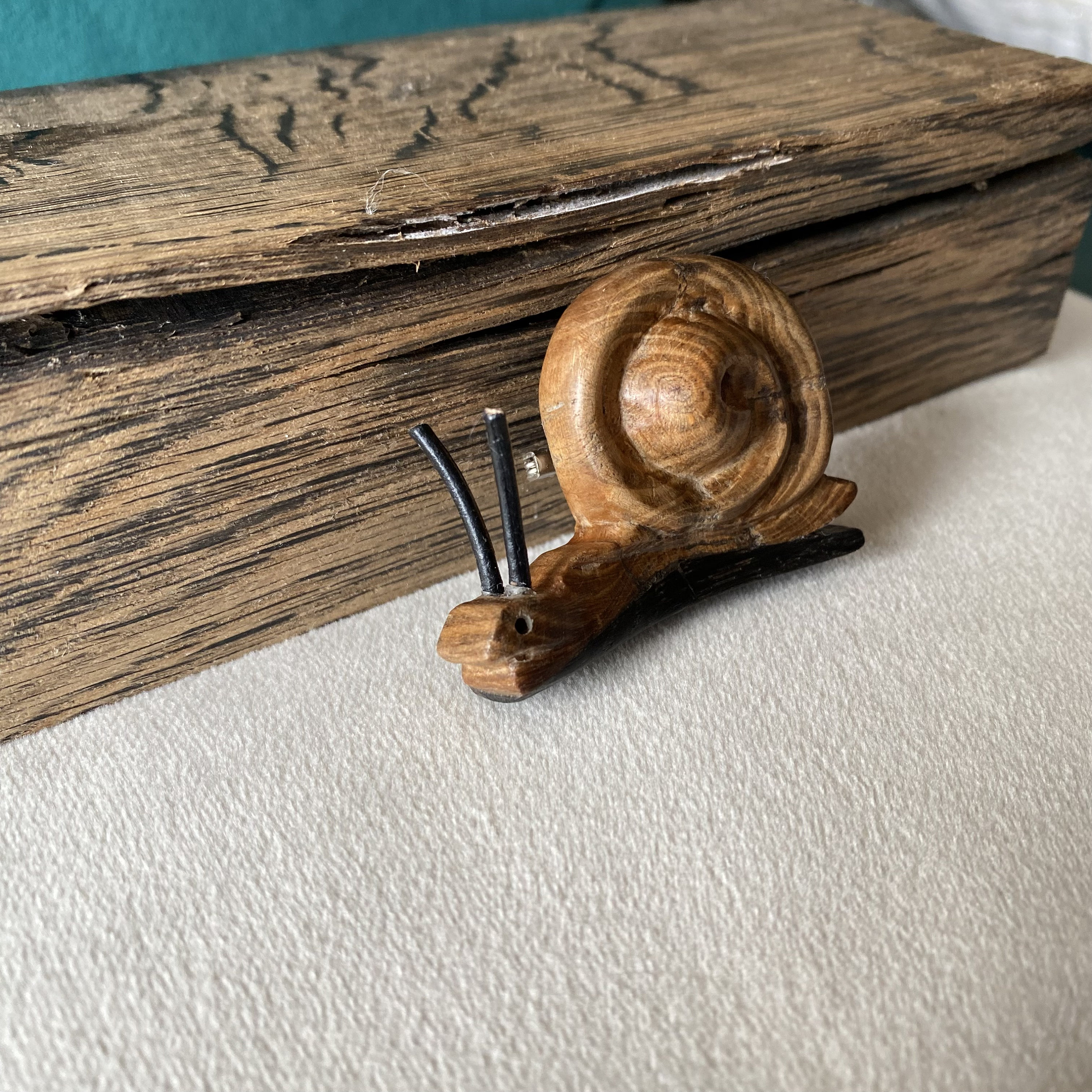 Irish Bog Oak and Pine Carved Snail Brooch Handmade - Etsy