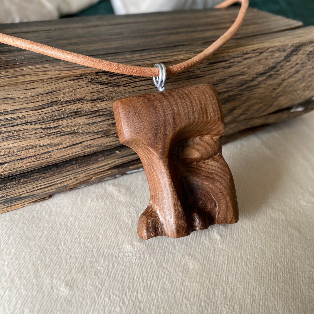 Irish Bog Yew Carved Face Necklace Gift - Handmade - Etsy