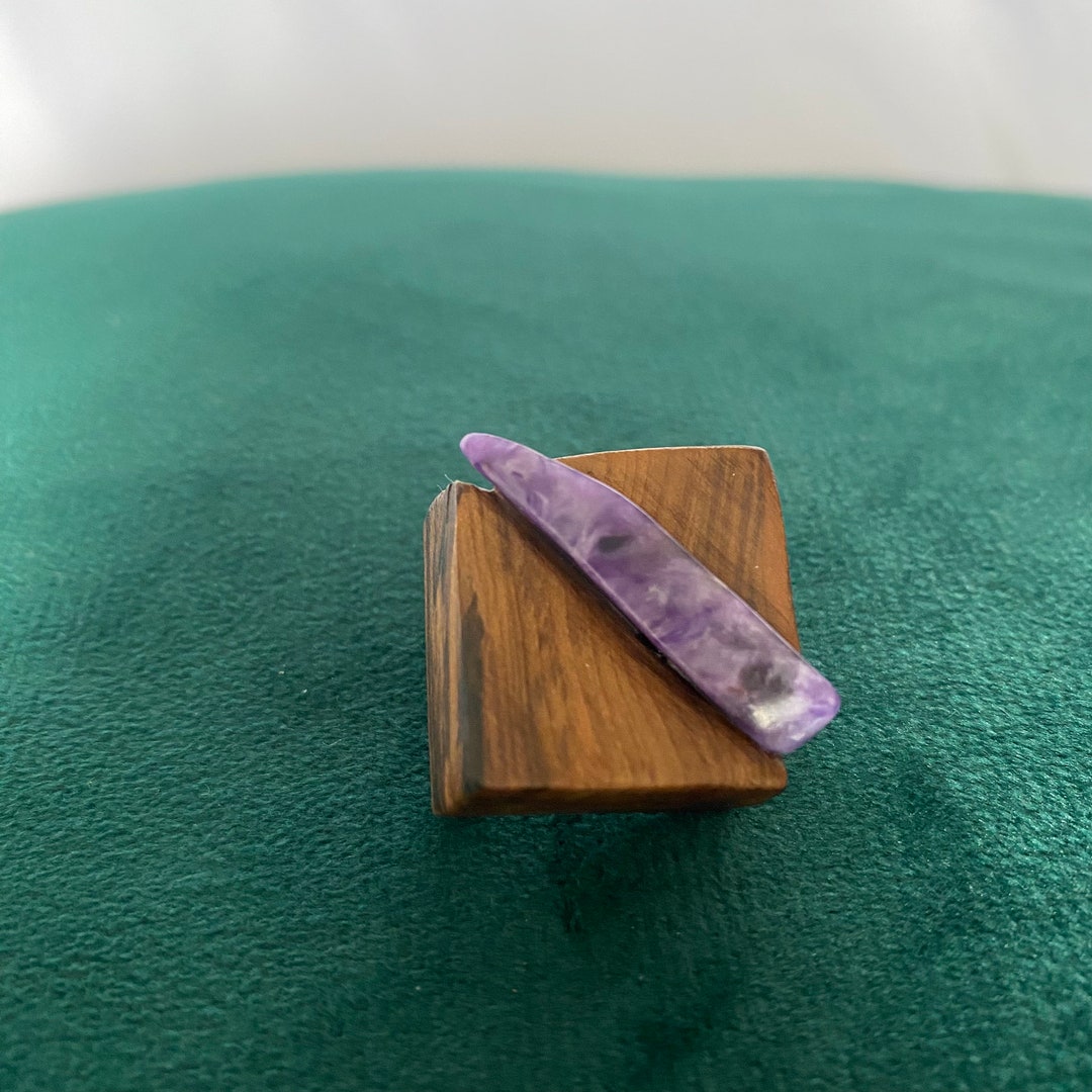 Irish Bog Yew With Charoite Crystal Brooch Handcrafted Brooch - Etsy