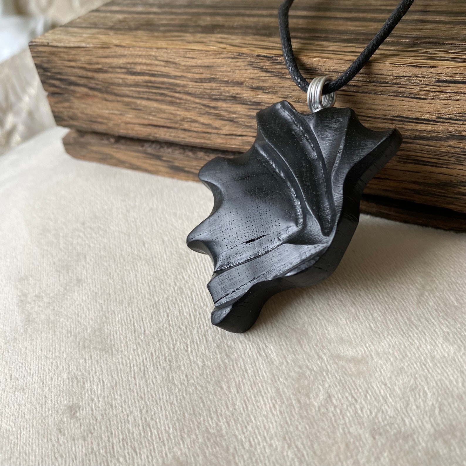 Irish Bog Oak Geometric Pattern Carved Necklace Gift - Handmade - Etsy