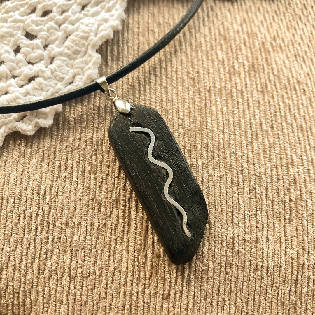 Irish Bog Oak Carved Pendant With Wire Detail Gift - Handmade - Etsy