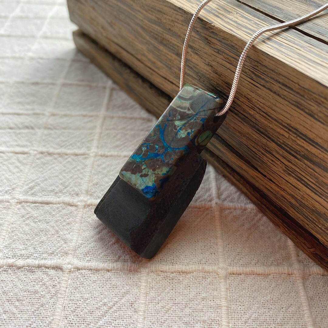 Irish Bog Oak Carved Pendant With Agate Stone - Handmade - Etsy UK