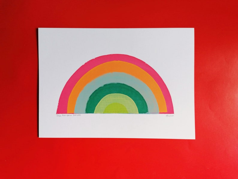 Rainbow Art Screenprint | A4 | Silkscreen Print | Handmade | Unframed ...