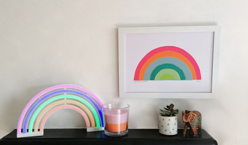 Rainbow Art Screenprint | A4 | Silkscreen Print | Handmade | Unframed ...