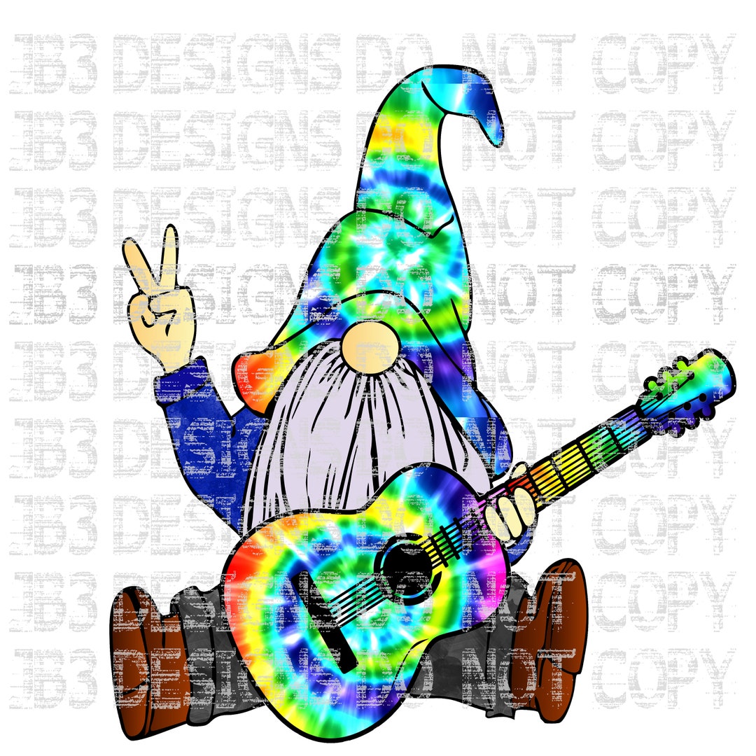 Groovy Gnome With Tie Dye Guitar, Sublimation, Transfer, Png - Etsy