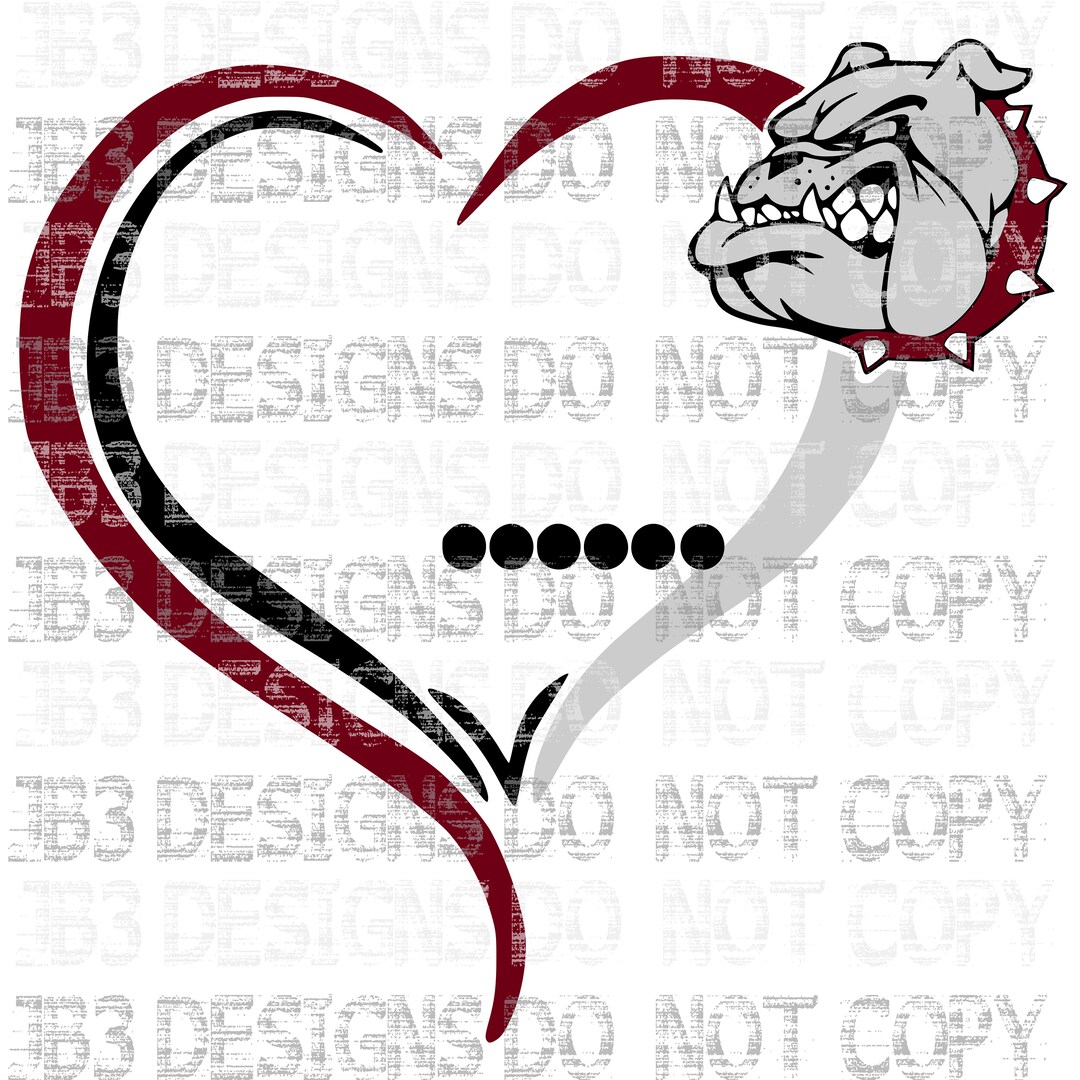 Bulldog Mascot Heart SVG PNG Sublimation - Etsy