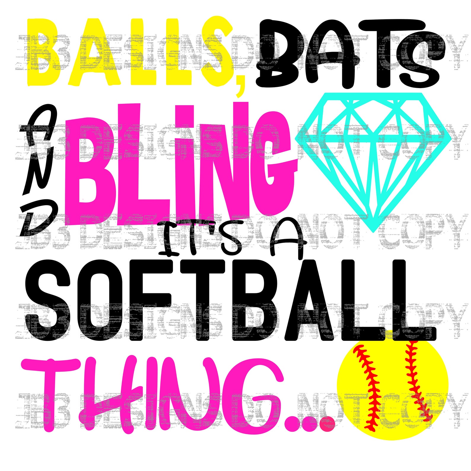 Ball Bats Bling Softball Thing SVG PNG Sublimation - Etsy