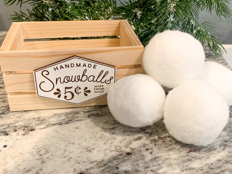 Winter Farmhouse Mini Snowball Crate With Faux Snowballs // - Etsy