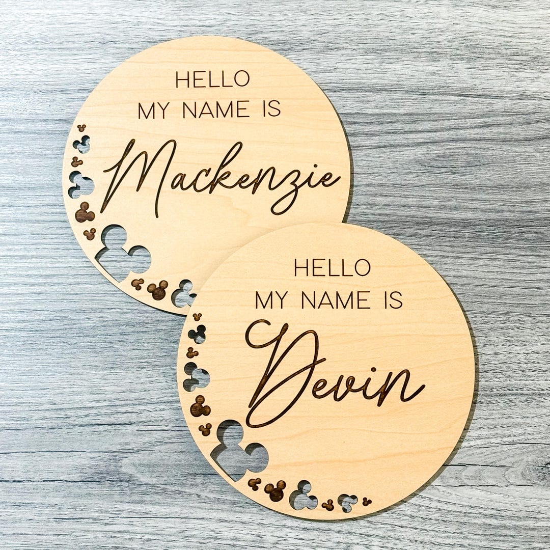 5" Hello My Name is Baby Name Sign // Disney Inspired Newborn Birth ...