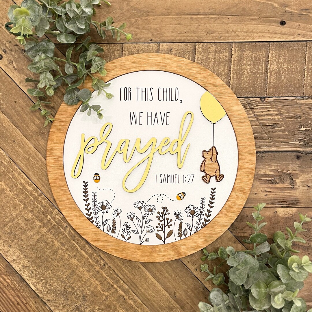 10” for This Child We Have Prayed - Bible Verse Winnie the Pooh Nursery ...