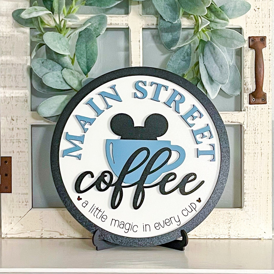 10" Main Street Coffee Sign // Disney-inspired Coffee Decor // Mickey ...