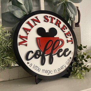 10" Main Street Coffee Sign // Disney-inspired Coffee Decor // Mickey ...