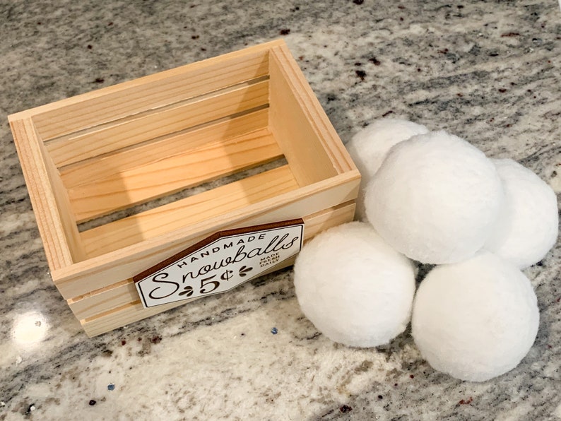 Winter Farmhouse Mini Snowball Crate With Faux Snowballs // - Etsy